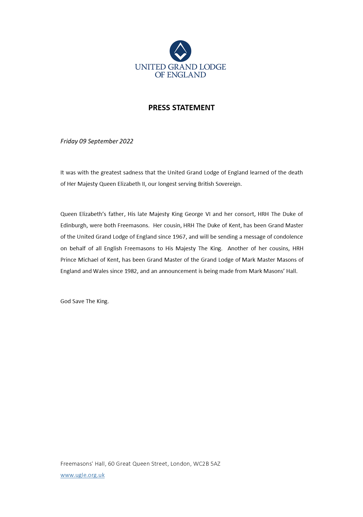 United Grand Lodge Of England Press Statement united-grand-lodge-of-england-press-statement